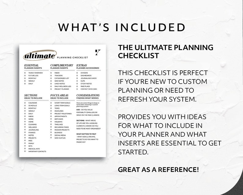 Planning Checklist and Routine Bundle for Custom Planner Minimal ...