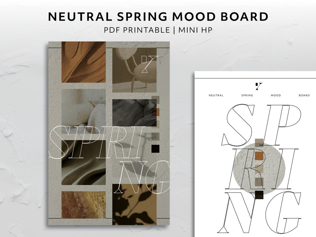 Mini HP, Neutral Spring Mood Board Planner Dashboard Aesthetic Planner ...