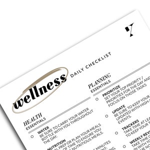 Wellness Daily Checklist for Planner Minimal Planner Simple Daily ...