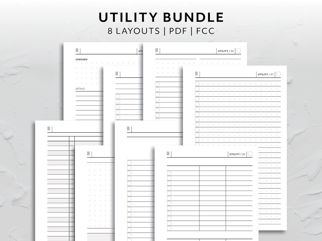 FCC, Utility Bundle Functional Kit Planner Refill Notes Insert Tracker ...