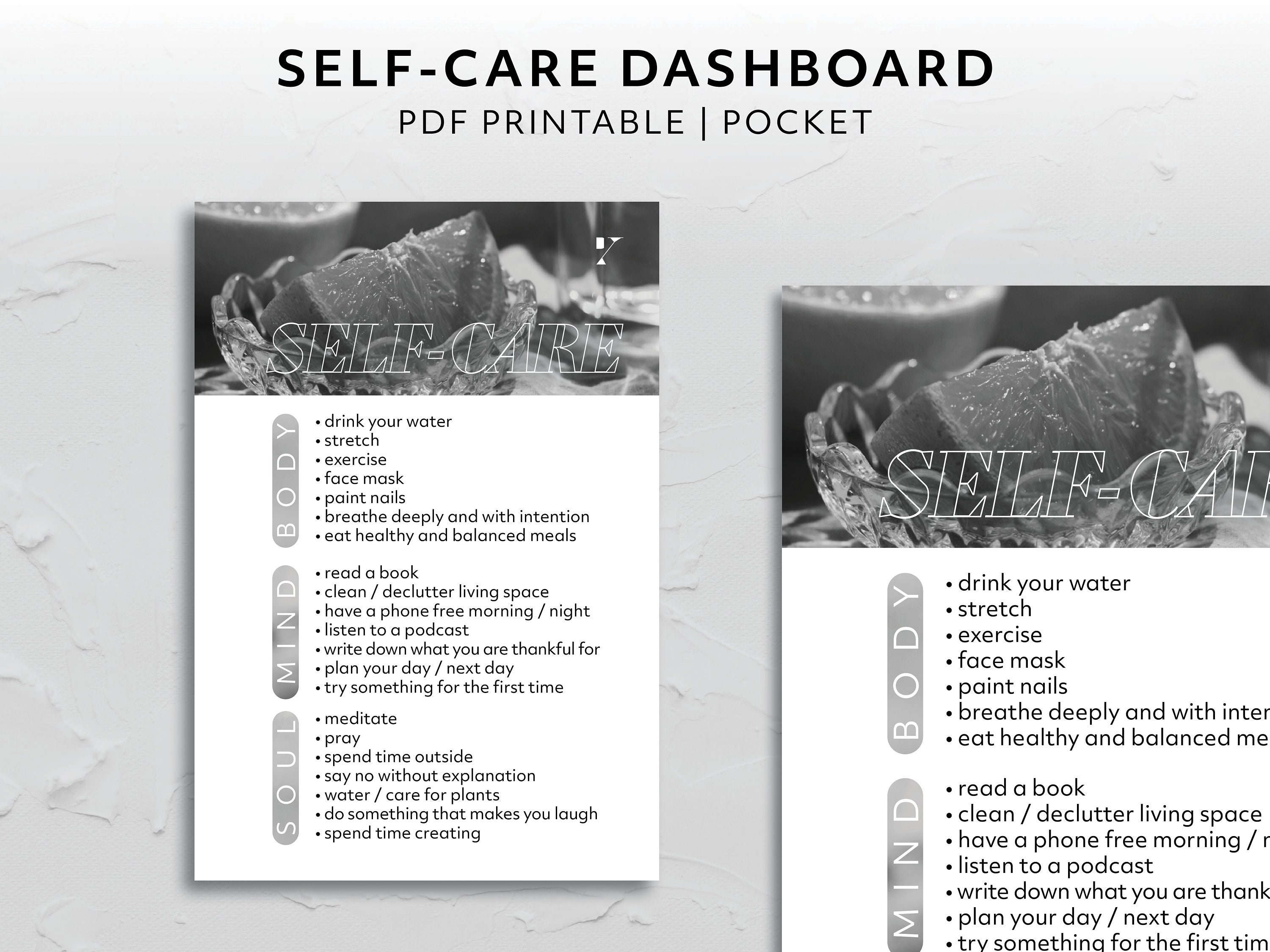 Pocket, Self Care Checklist Dashboard Aesthetic Planner Accessory Black ...