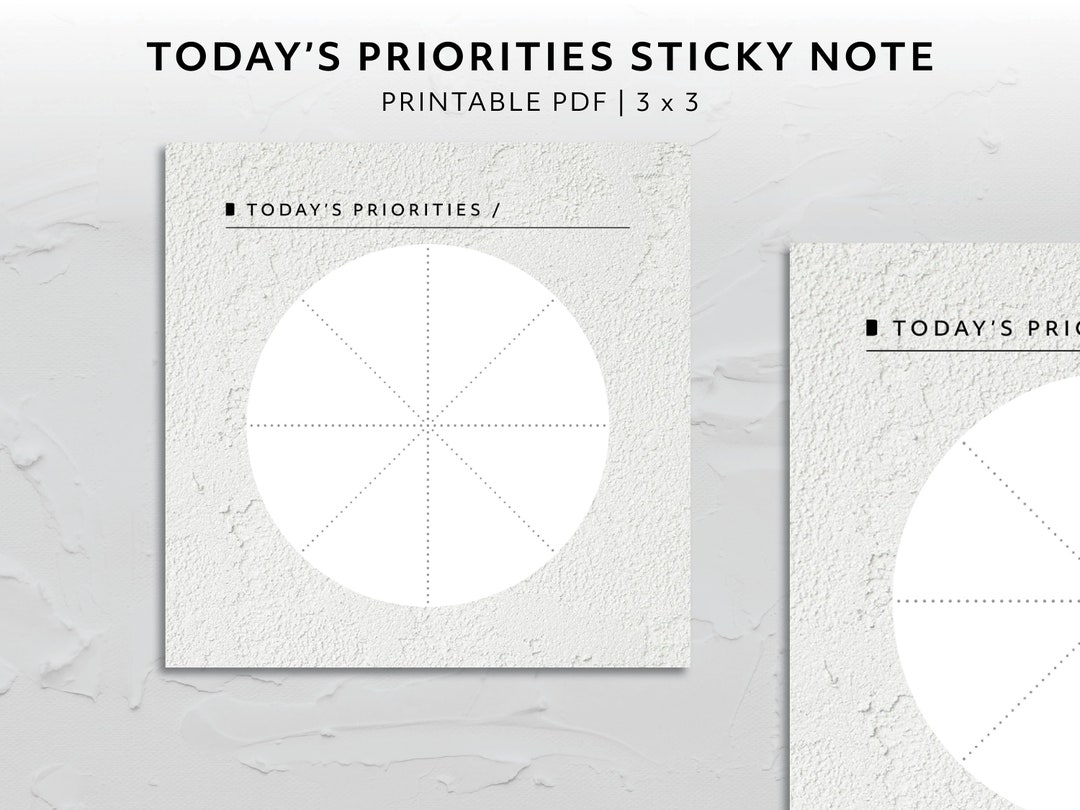 Today's Priorities Printable Sticky Notes Minimal Aesthetic Functional ...
