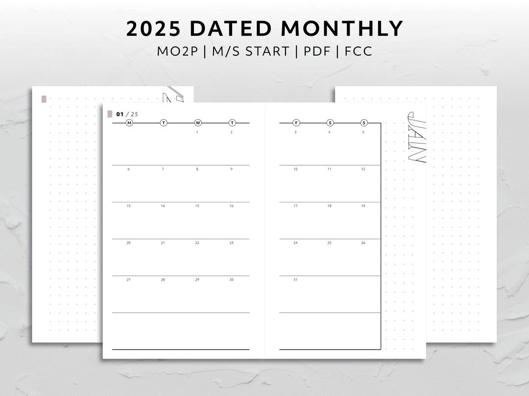 FCC, 2025 Dated Month on Two Page Monday Start Sunday Start MO2P ...