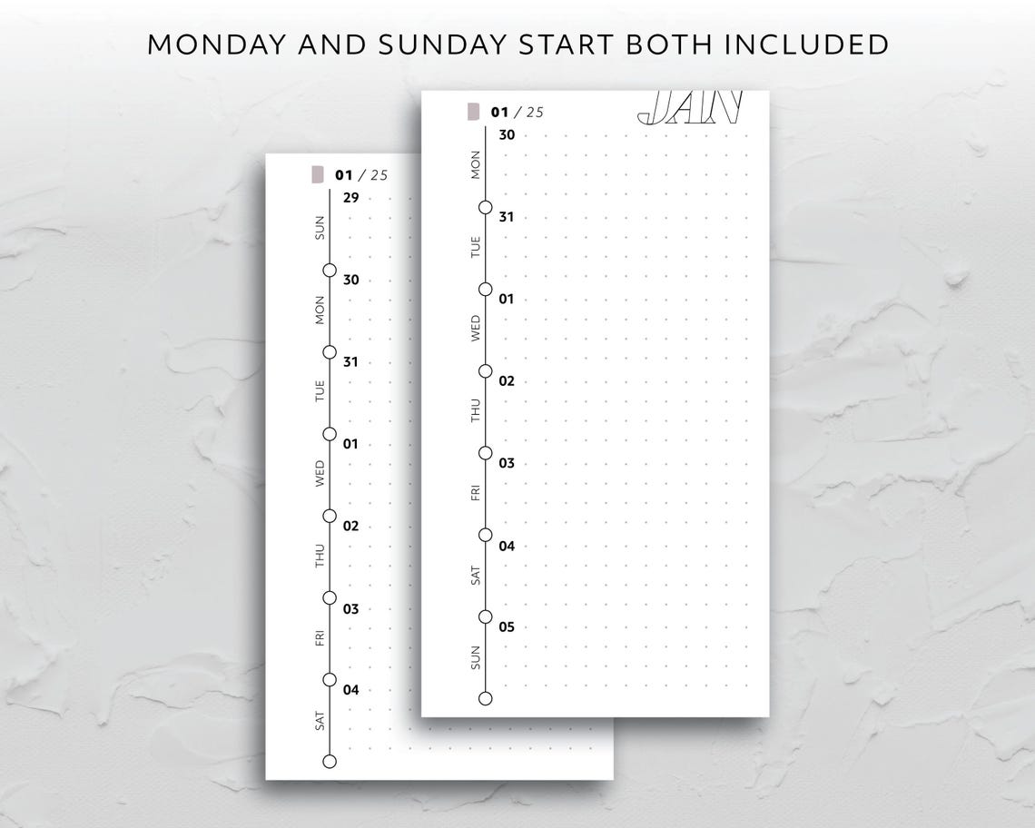 Personal, 2025 Dated Horizontal Week on One Page Monday Start Sunday ...