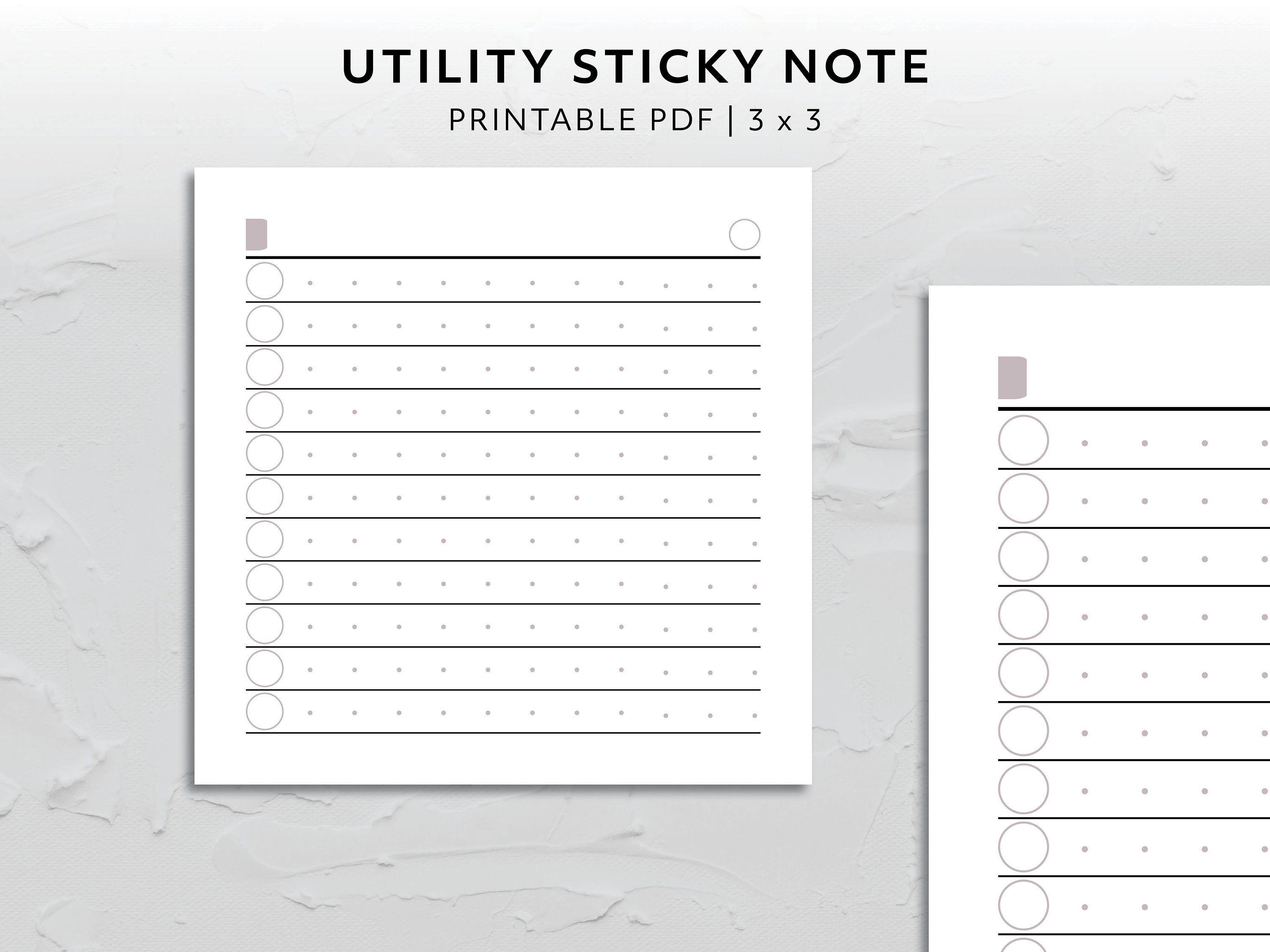 Printable Sticky Notes Utility Lined and Grid Minimal Aesthetic ...