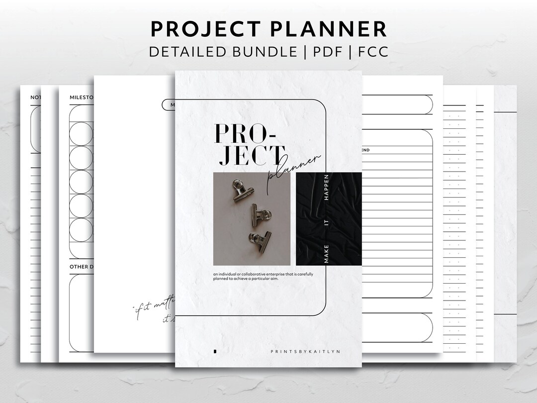 FCC, Project Planner Printable Bundle Task Tracker Professional Productivity Planner Template ...
