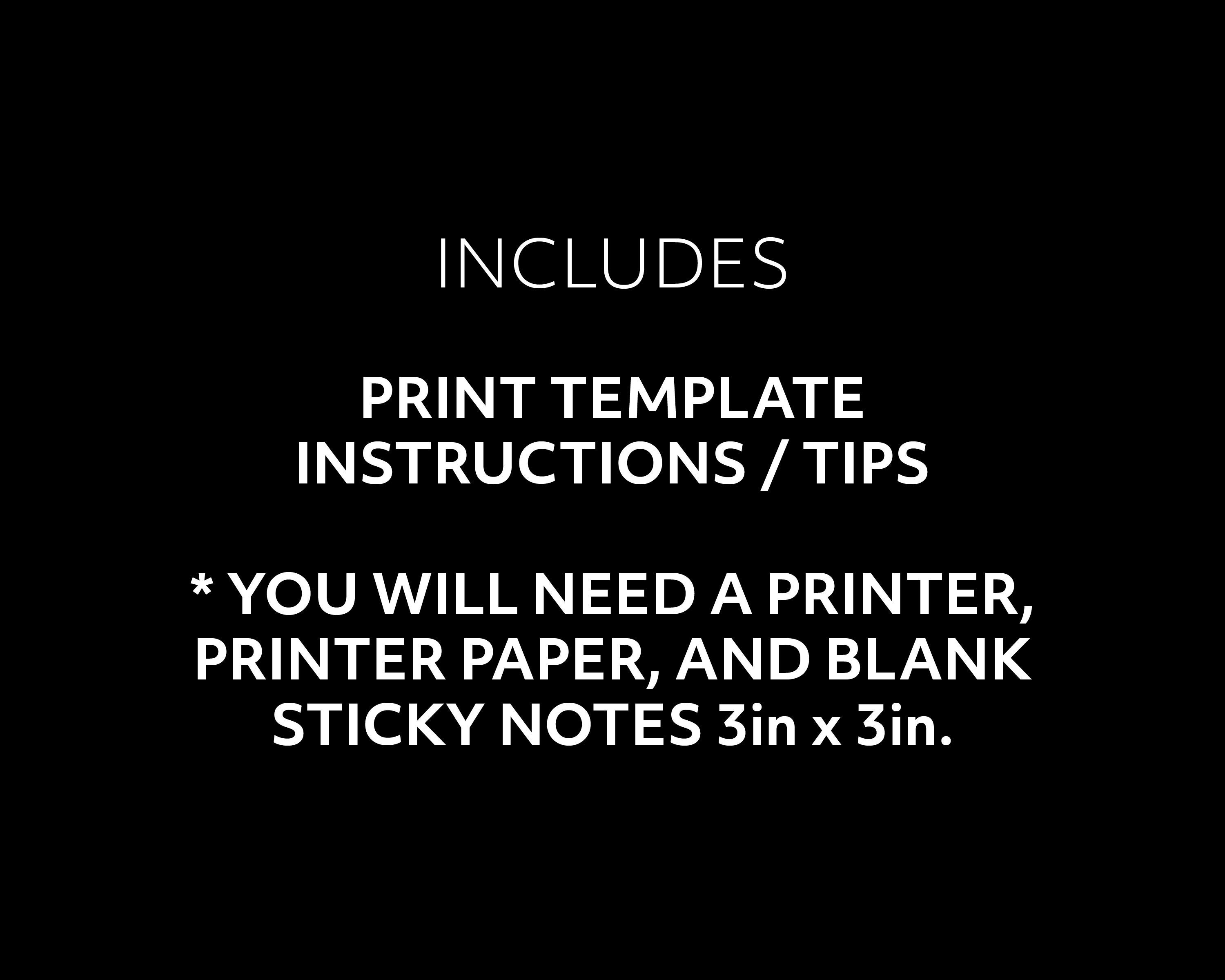 Printable Sticky Notes Utility Lined and Grid Minimal Aesthetic ...