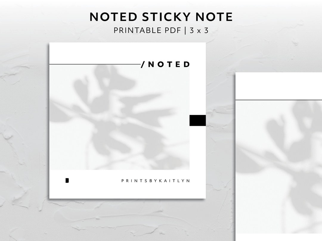 Printable Sticky Notes NOTED Minimal Aesthetic Functional Planner Note ...