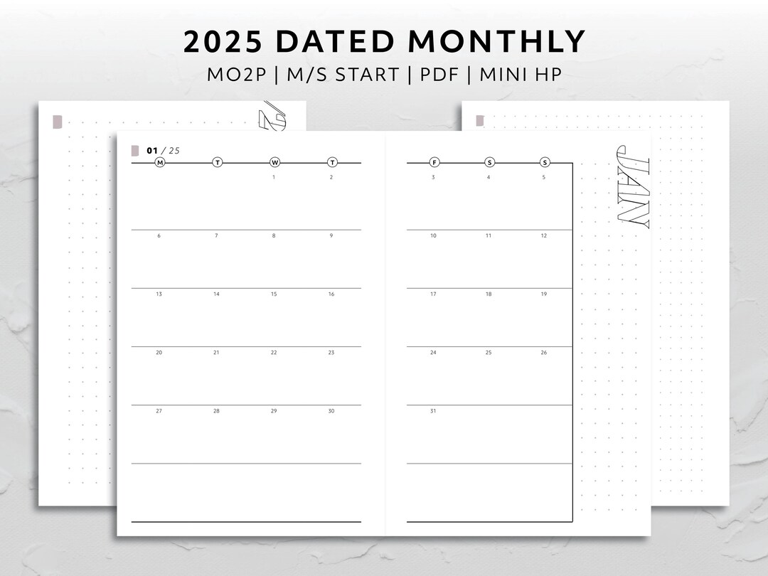 Mini HP, 2025 Dated Month on Two Page Monday Start Sunday Start MO2P ...