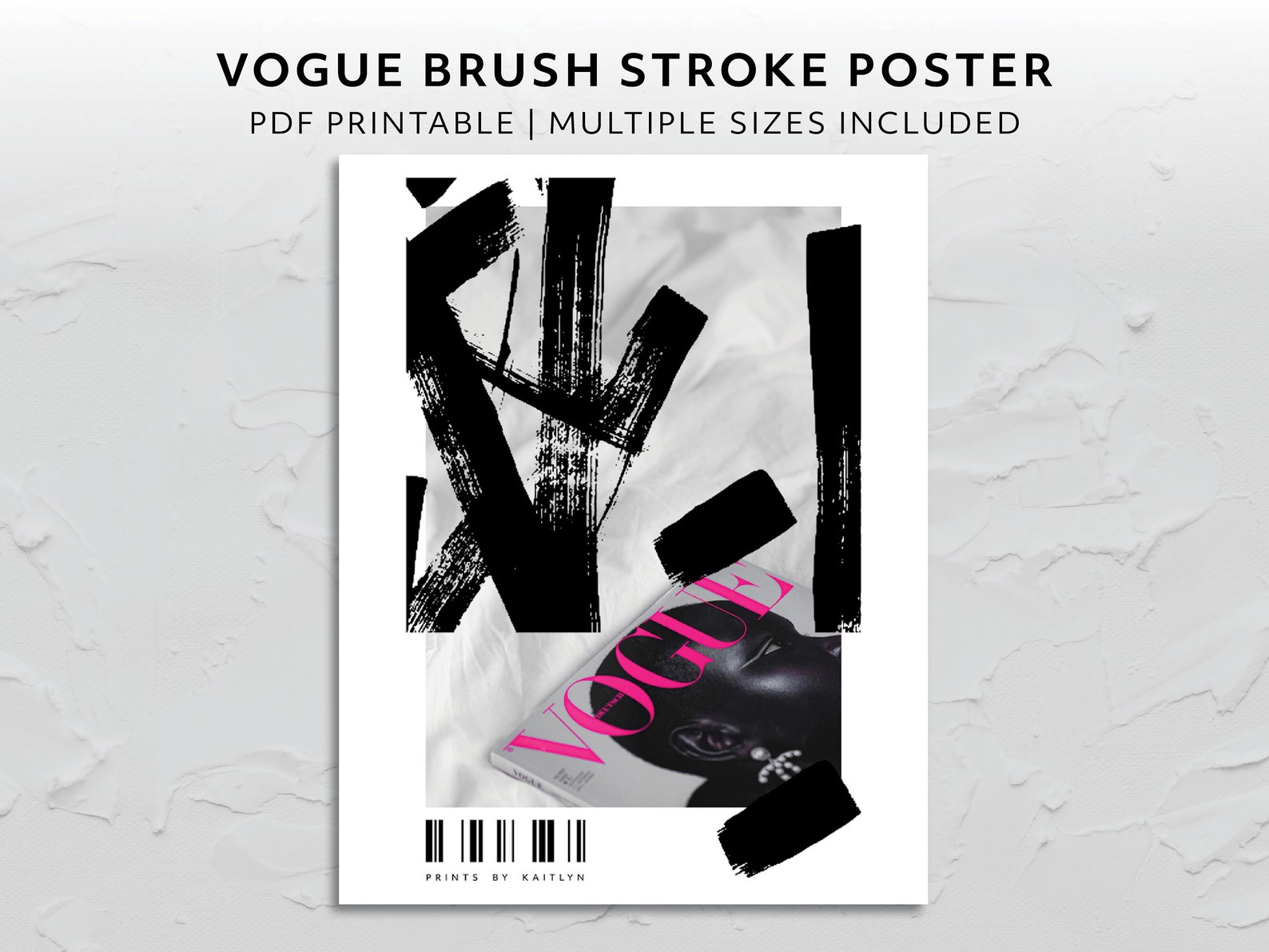Magazine Photo Vogue Brush Stroke Printable Poster Aesthetic Wall Art ...