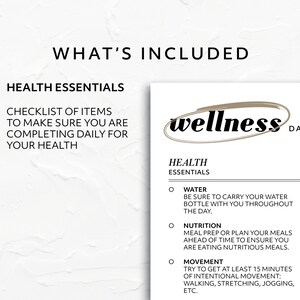 Wellness Daily Checklist for Planner Minimal Planner Simple Daily ...