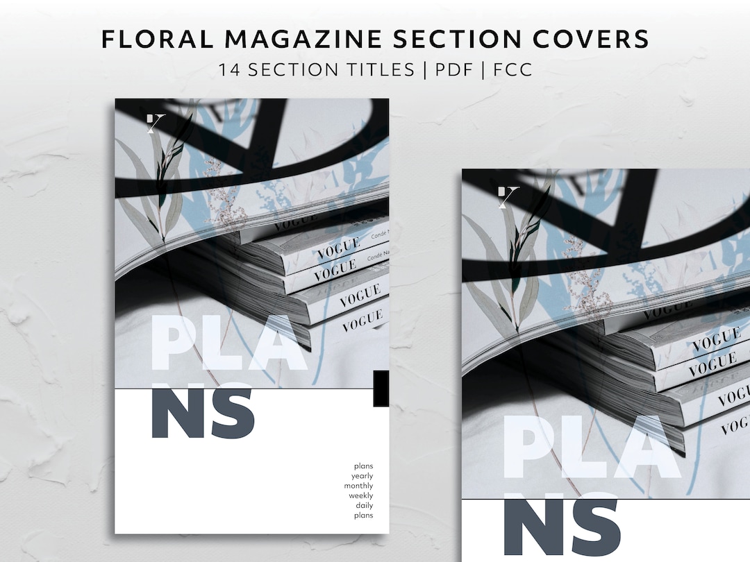 FCC, Floral Vogue Magazine Section Covers, Aesthetic Planner ...