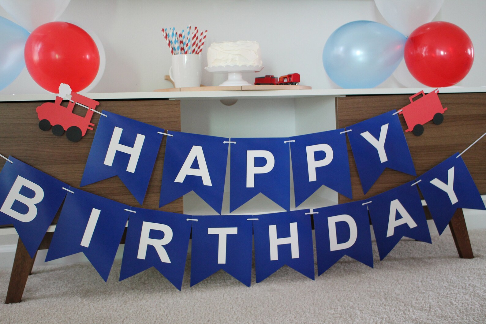 Train Birthday Banner Happy Birthday banner Boy Birthday | Etsy