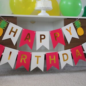 Pineapple Birthday Party, Pineapple Banner, Ahoha Birthday Banner ...