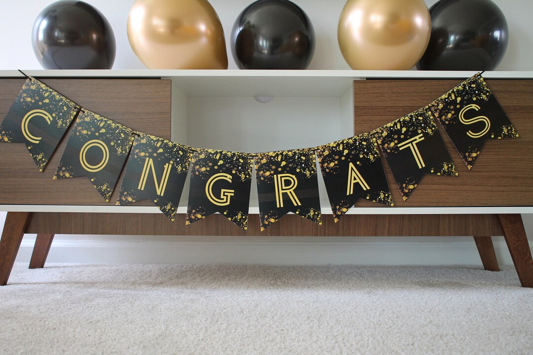 Congrats Graduation Banner, Graduation Banner, Congrats Banner, Gold ...