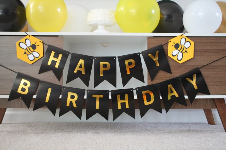 Bee Birthday Banner Bumble Bee Banner Bee Birthday Party | Etsy