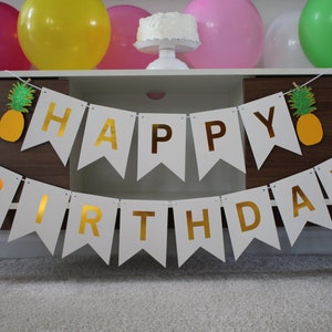 Pineapple Banner, Pineapple Birthday Banner, Ahoha Birthday Banner ...