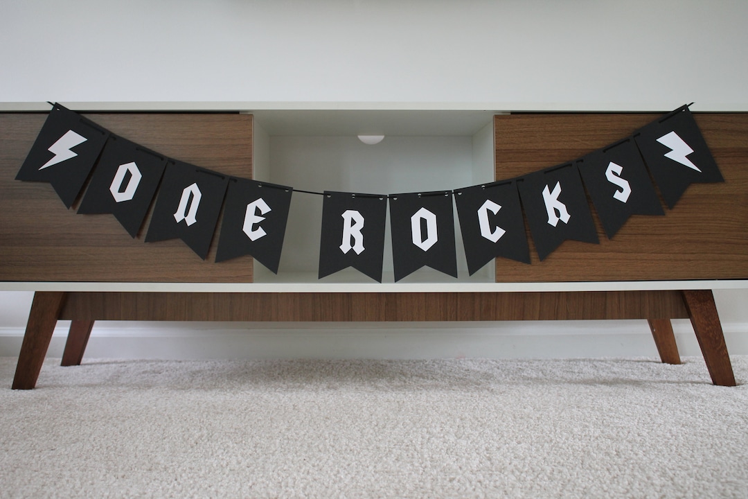 One Rocks Banner, Rock N' Roll Banner, Rock N' Roll Birthday Party ...