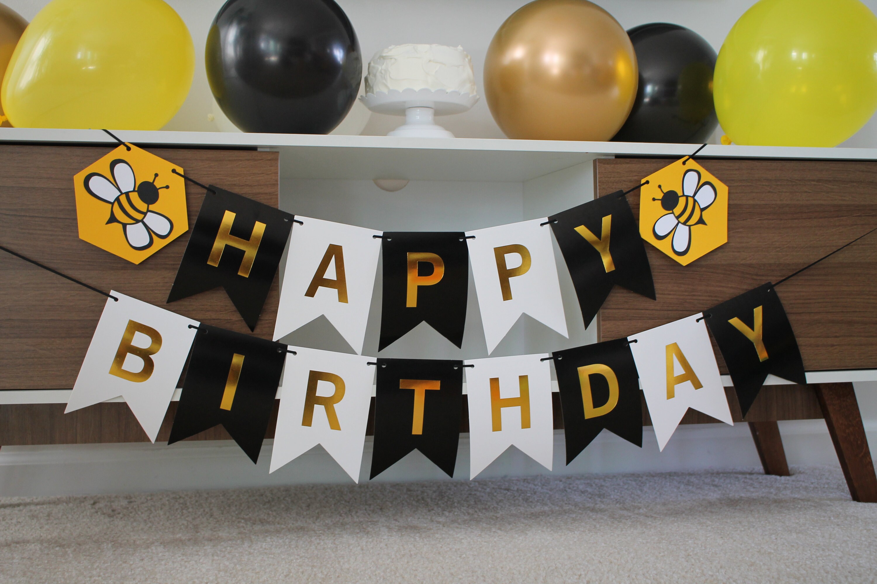 Happy Bee Day Bee Birthday Banner Bumble Bee Banner Bee - Etsy