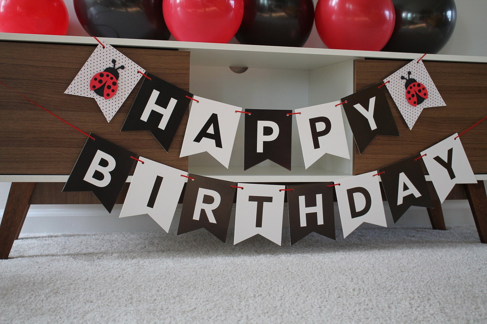 Ladybug Birthday Banner, Ladybug Birthday Party, Ladybug Banner ...