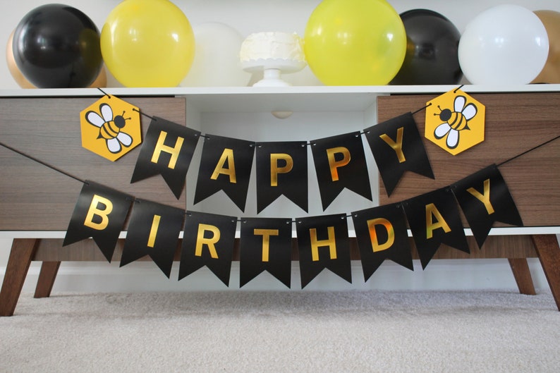 Bee Birthday Banner Bumble Bee Banner Bee Birthday Party | Etsy