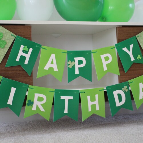 St Patricks Day Birthday Banner Irish Birthday Banner Green - Etsy