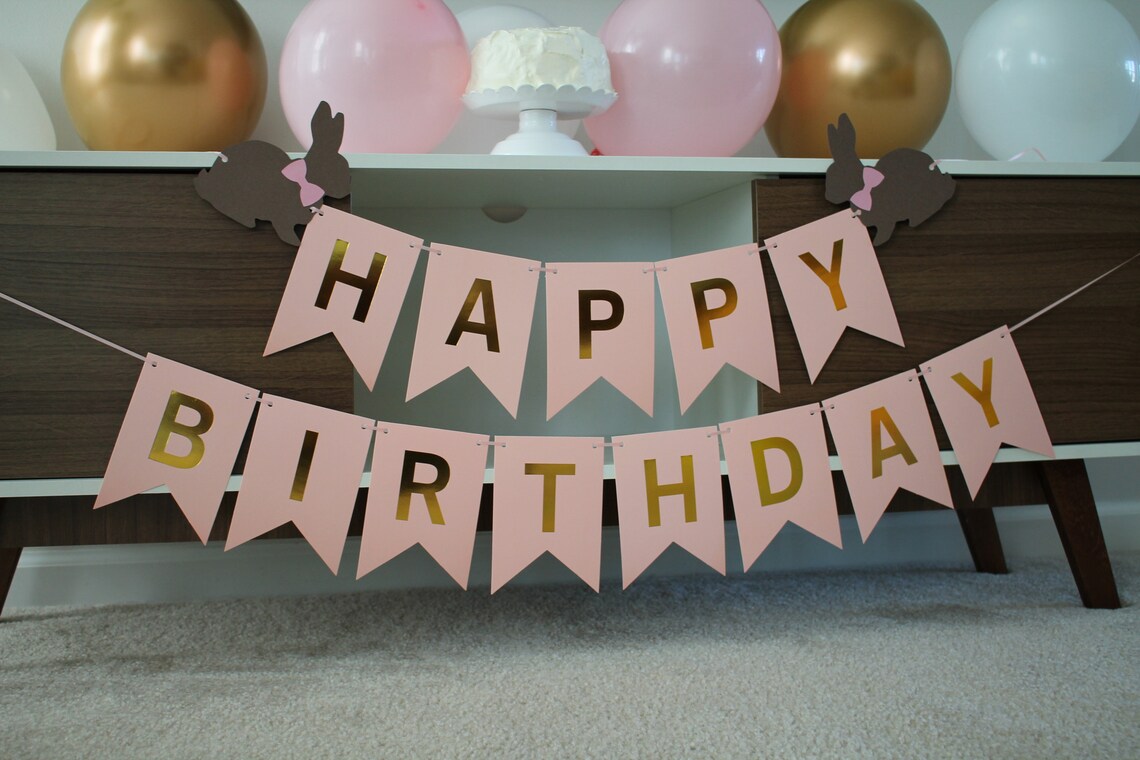 Bunny Birthday Banner, One Bunny Banner, Bunny Birthday Party, Rabbit ...