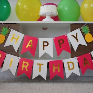Pineapple Birthday Party, Pineapple Banner, Ahoha Birthday Banner ...