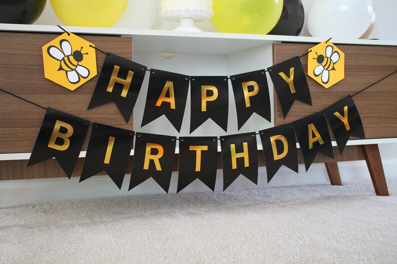 Bee Birthday Banner Bumble Bee Banner Bee Birthday Party | Etsy