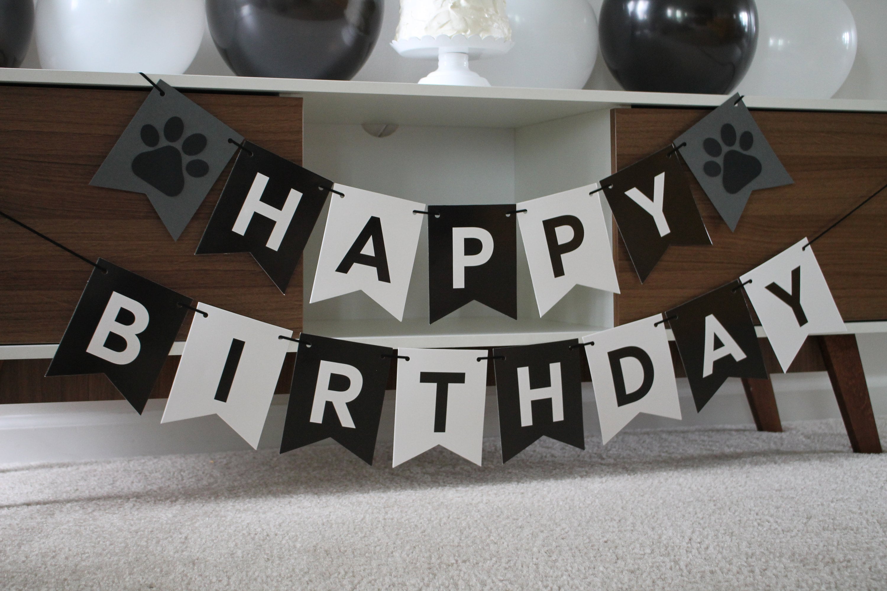Paw Banner, Puppy Birthday Party, Paw Print Birthday Banner, Pawty ...