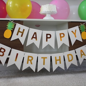 Pineapple Banner, Pineapple Birthday Banner, Ahoha Birthday Banner ...