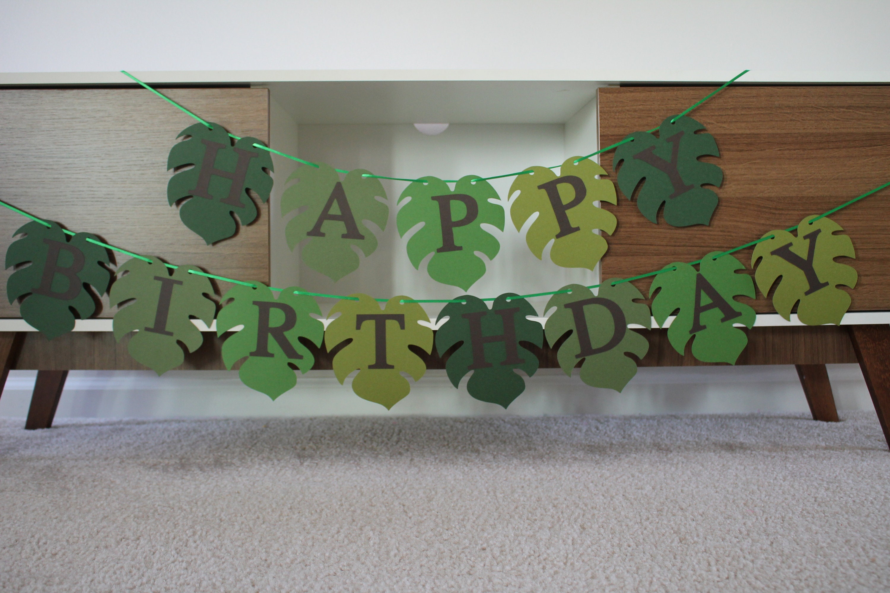 Safari Birthday Banner, Jungle Birthday Banner, Leaves Birthday Banner ...