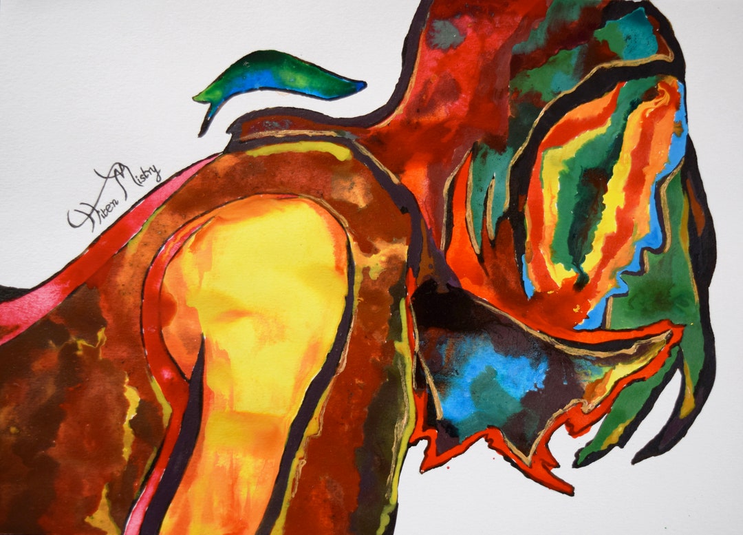 Colorful Mixed Media Figure Painting on Acrylic Paper | Modern Abstract ...