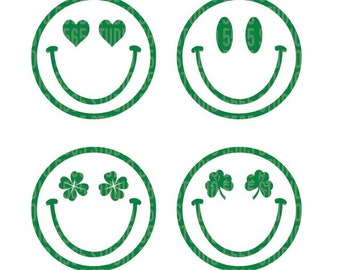 Clover Smiley Face Svg - Etsy