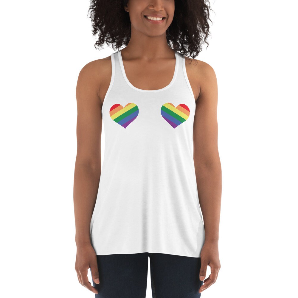 Rainbow Pride Hearts Tank Rainbow LGBTQ Pride Tank Boobs | Etsy