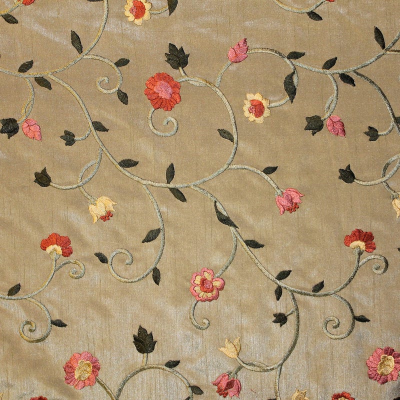 Embroidered Silk Fabric - Etsy