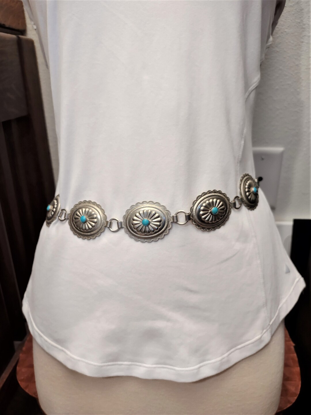 32 Vintage Concho Belt Navajo sun Design With Turquoise - Etsy