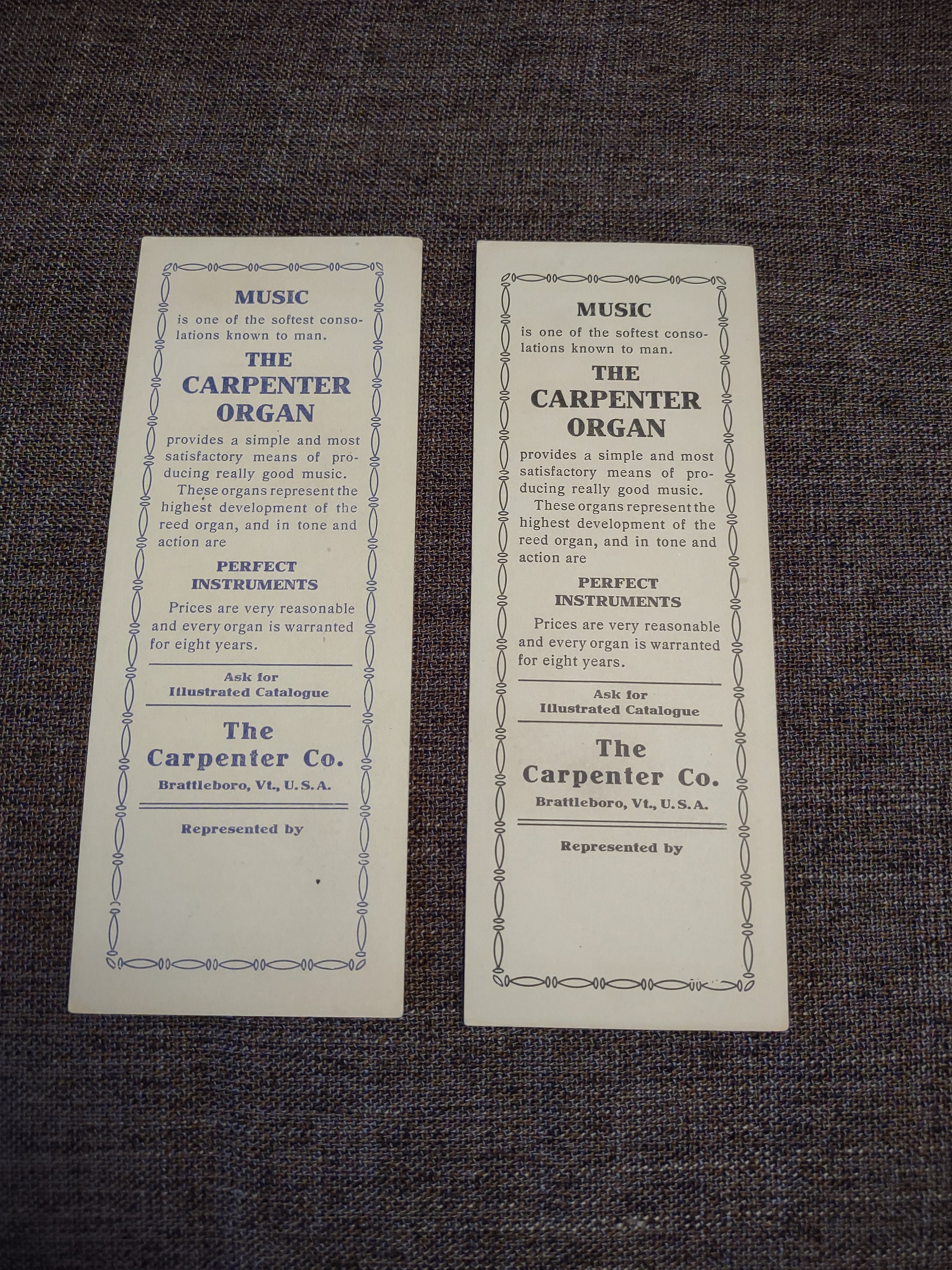 Antique Bookmark Compliments of the Carpenter Organ Company - Etsy