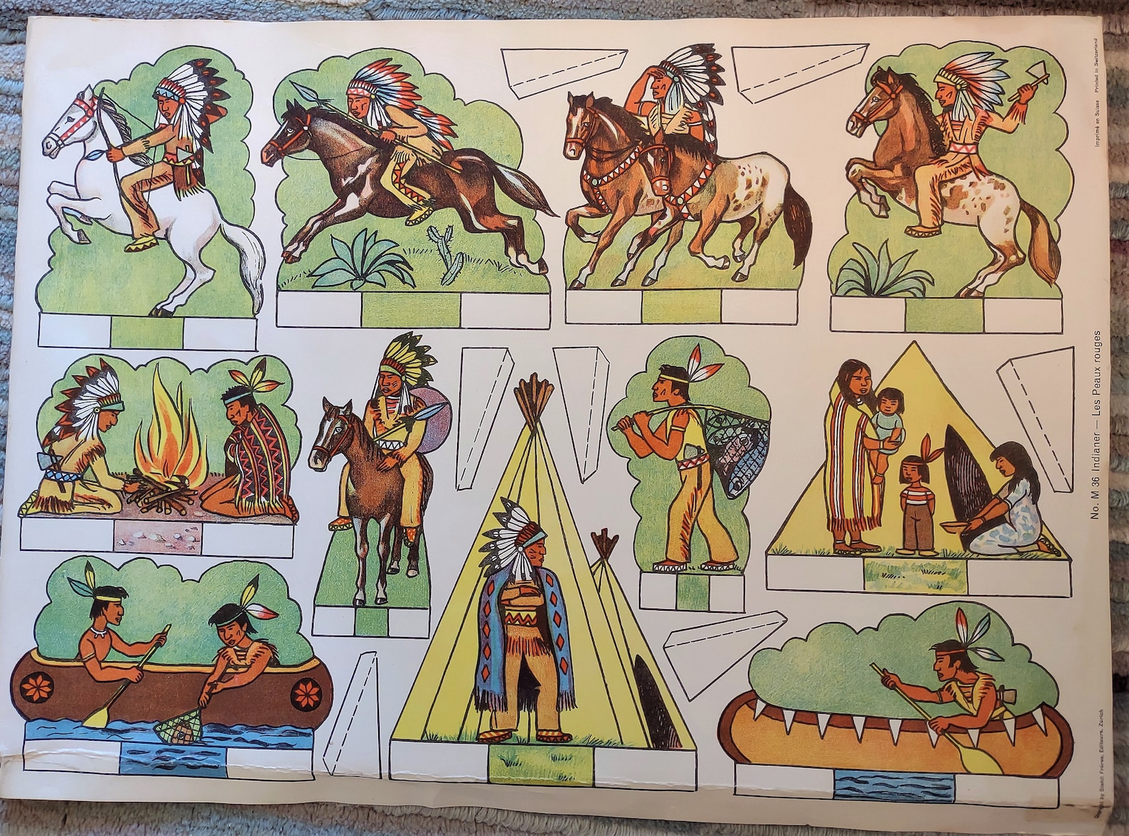 Antique Uncut Native American Village Paper Toy Indian Cutouts - Etsy