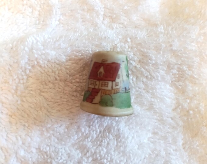 Ceramic Hand Painted Thimble Cottage Scene - Etsy