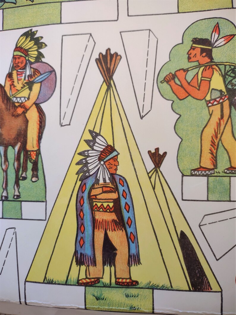 Antique Uncut Native American Village Paper Toy Indian Cutouts - Etsy