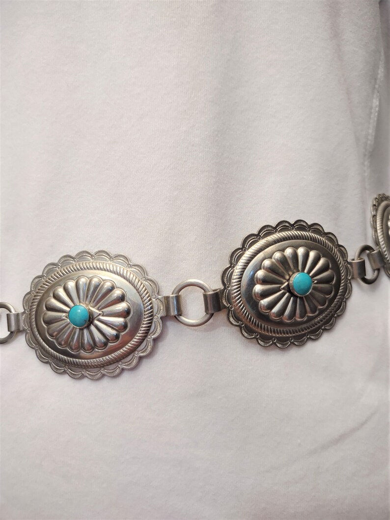 32 Vintage Concho Belt Navajo sun Design With Turquoise - Etsy