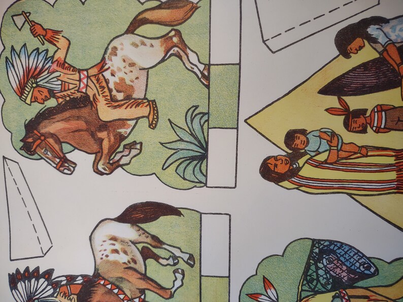 Antique Uncut Native American Village Paper Toy Indian Cutouts - Etsy