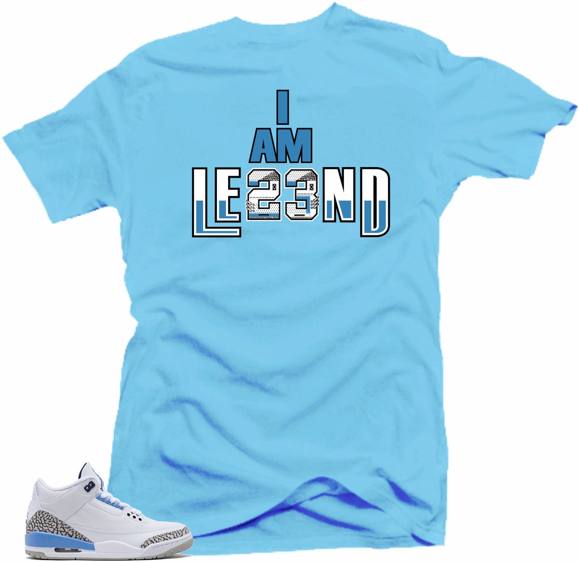 Jordan Retro 3 UNC Cement Sneakers-i'm Legend Match Shirts - Etsy