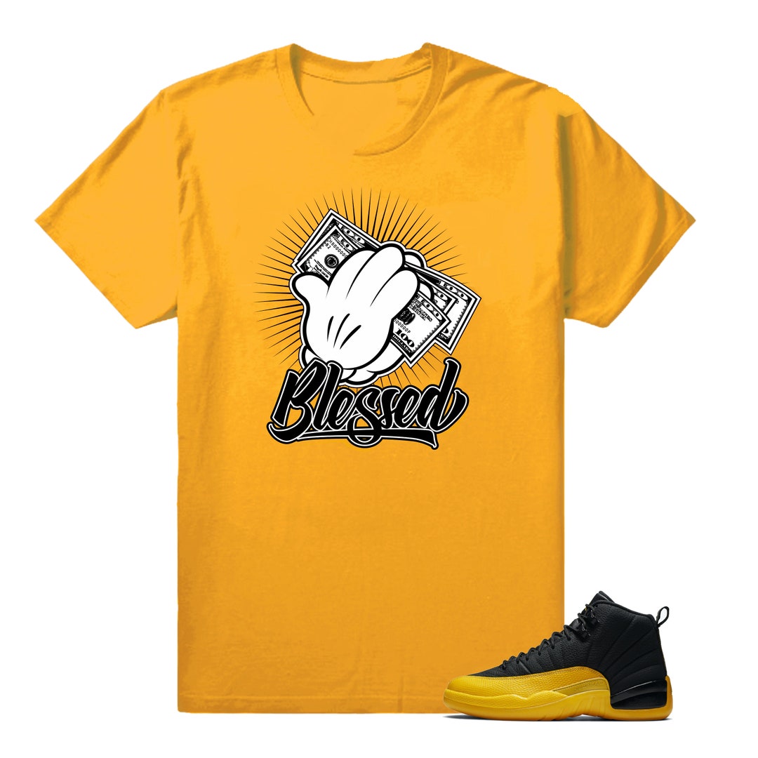 Jordan Retro 12 University Gold Match Tees-blessed Sneaker Tees - Etsy
