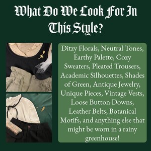 The Botany Scholar Curated Clothing Collection // Green Academia Thrift ...