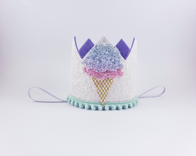 Ice Cream Birthday Crown, Heres the Scoop Birthday, Sweet One Crown ...
