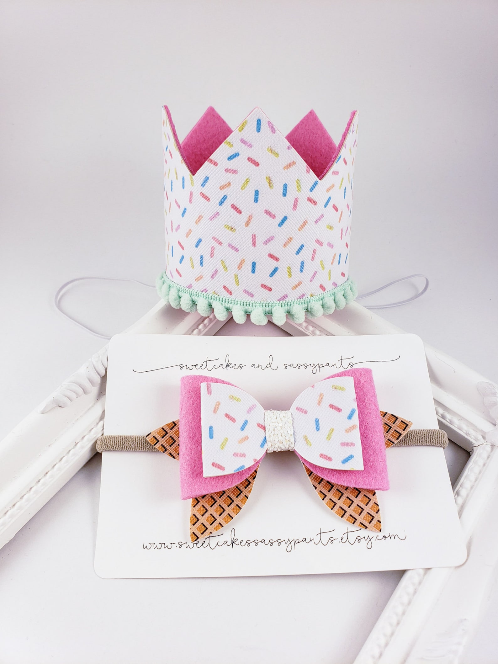 Ice cream birthday crown heres the scoop birthday sweet one | Etsy