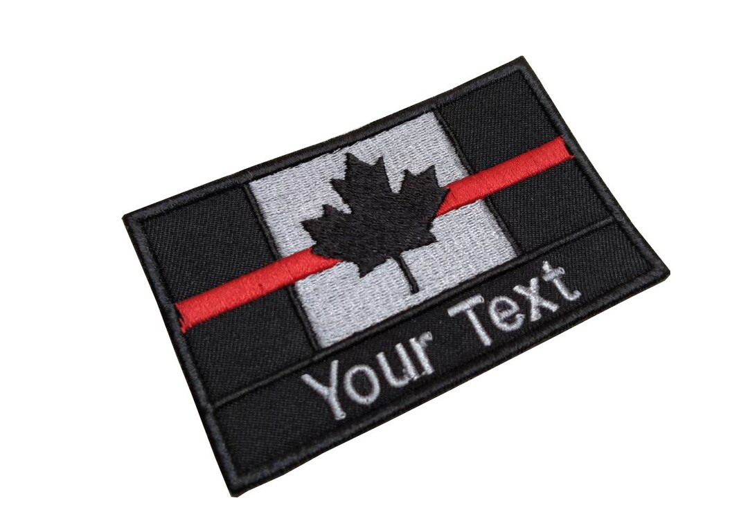 Canada Flag Custom Name Text Patch Police Fire Fighter Thin Red Line ...