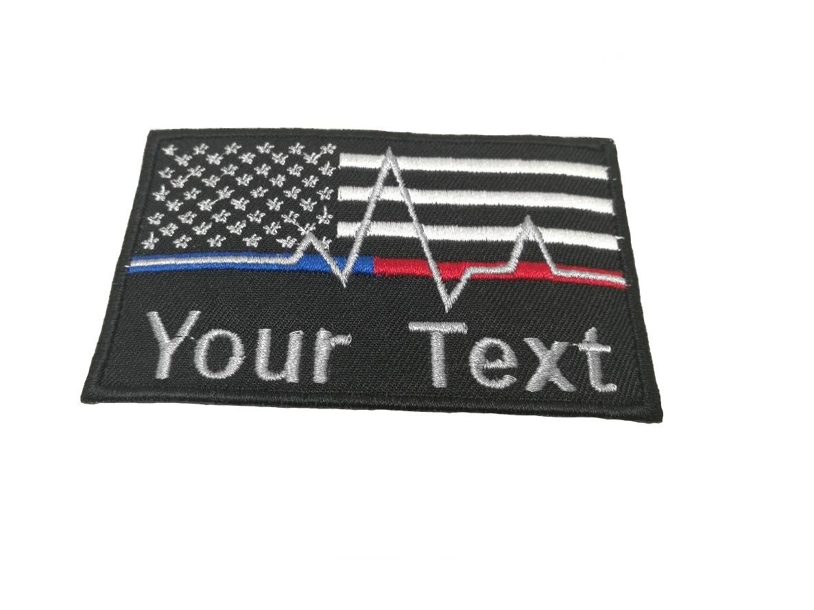 White EMS EMT Paramedic Custom name text blue Line red Line | Etsy